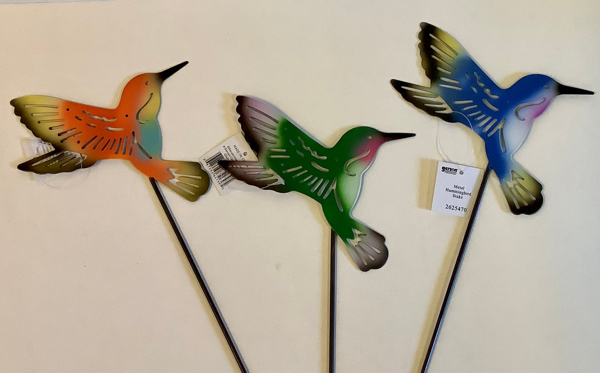 Metal hummingbird stake (3 colors) – Tipsord's Florist and Gifts